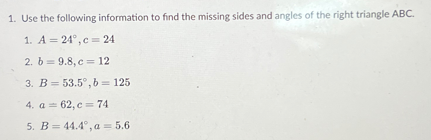 Solved Use the following information to find the missing | Chegg.com