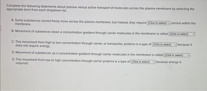 Solved Complete the following statements about passive | Chegg.com