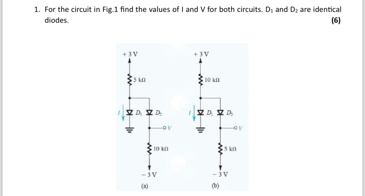 Solved For the circuit in Fig. 1 ﻿find the values of I and V | Chegg.com