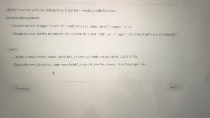 Lab for Servlets, web.xml, init params, Login form | Chegg.com