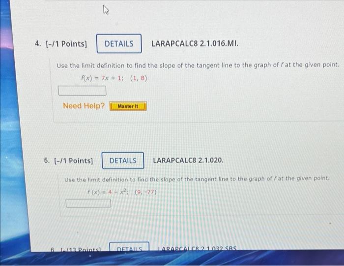 Solved 4. (-/1 Points) DETAILS LARAPCALC8 2.1.016.MI. Use | Chegg.com Solved 4. (-/1 Points) DETAILS LARAPCALC8 2.1.016.MI. Use | Chegg.com