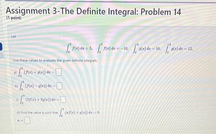 Solved Assignment 3-The Definite Integral: Problem 14 (1 | Chegg.com