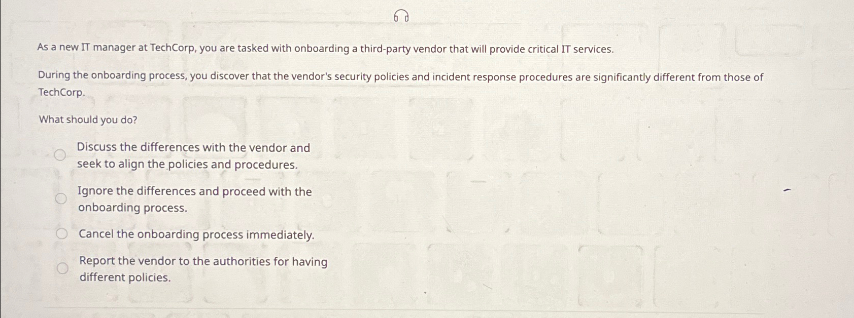 Solved As a new Π ﻿manager at TechCorp, you are tasked with | Chegg.com