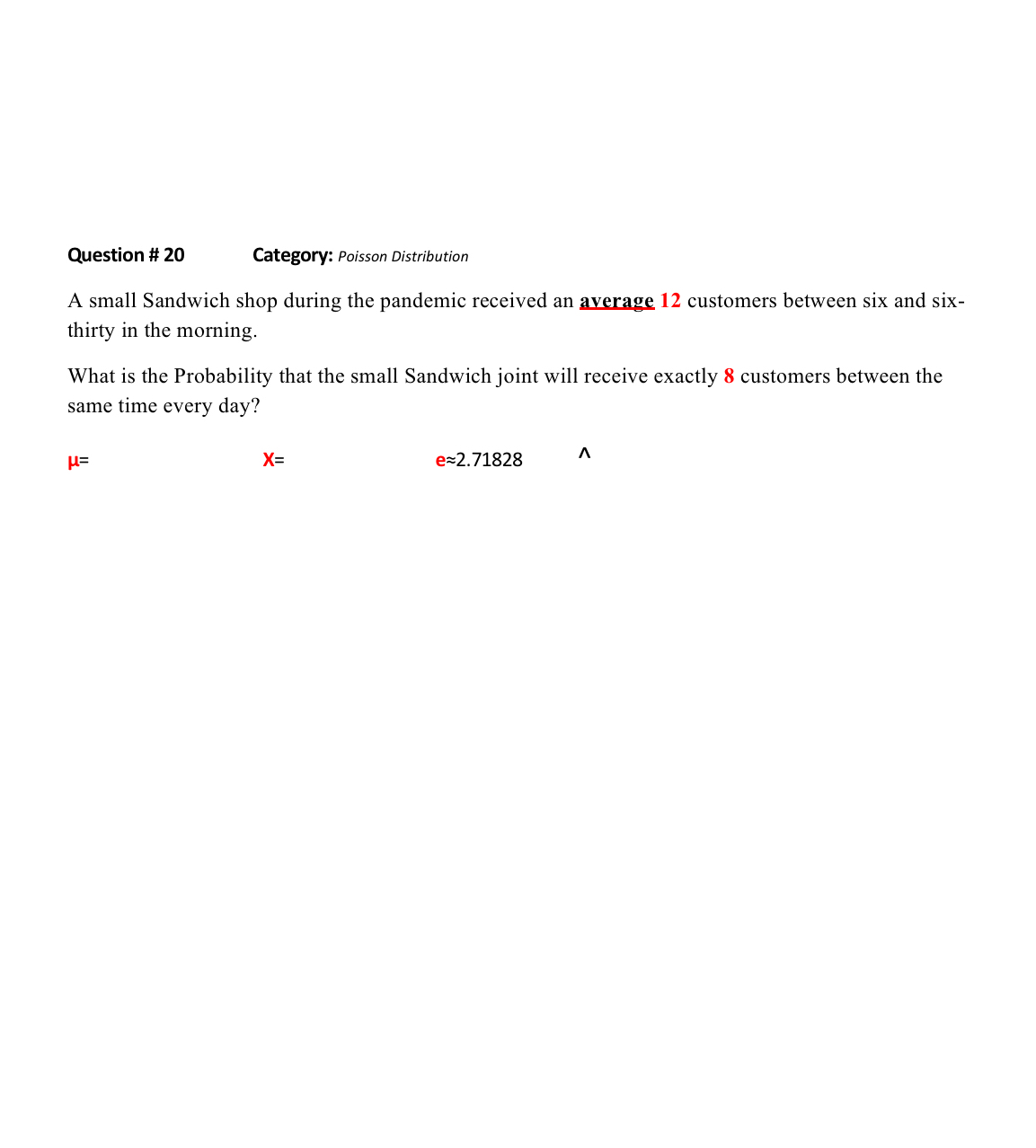 Solved Question # 20Category: Poisson DistributionA small | Chegg.com