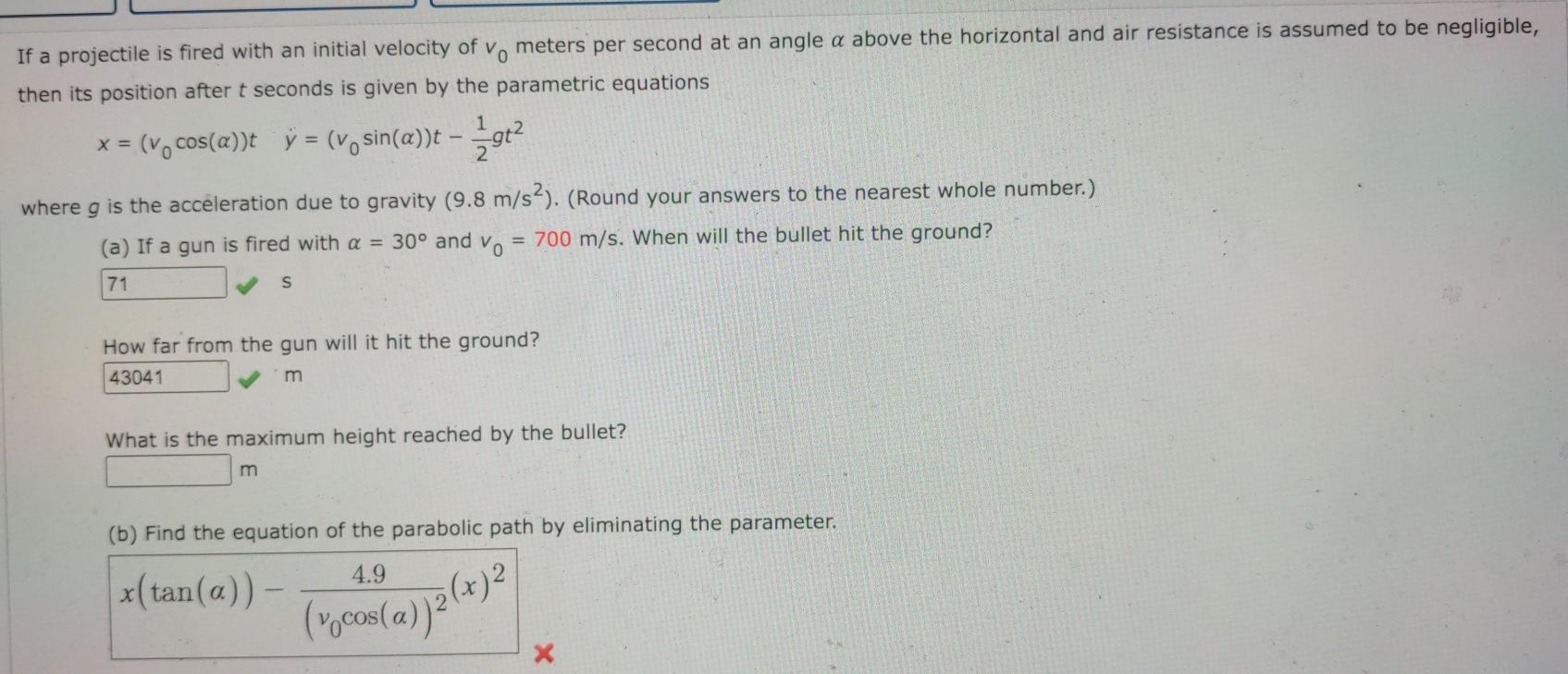 Solved Find parametric equations for the path of a particle | Chegg.com