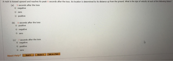 Solved A rock is tossed upward and reaches its peak 6 | Chegg.com