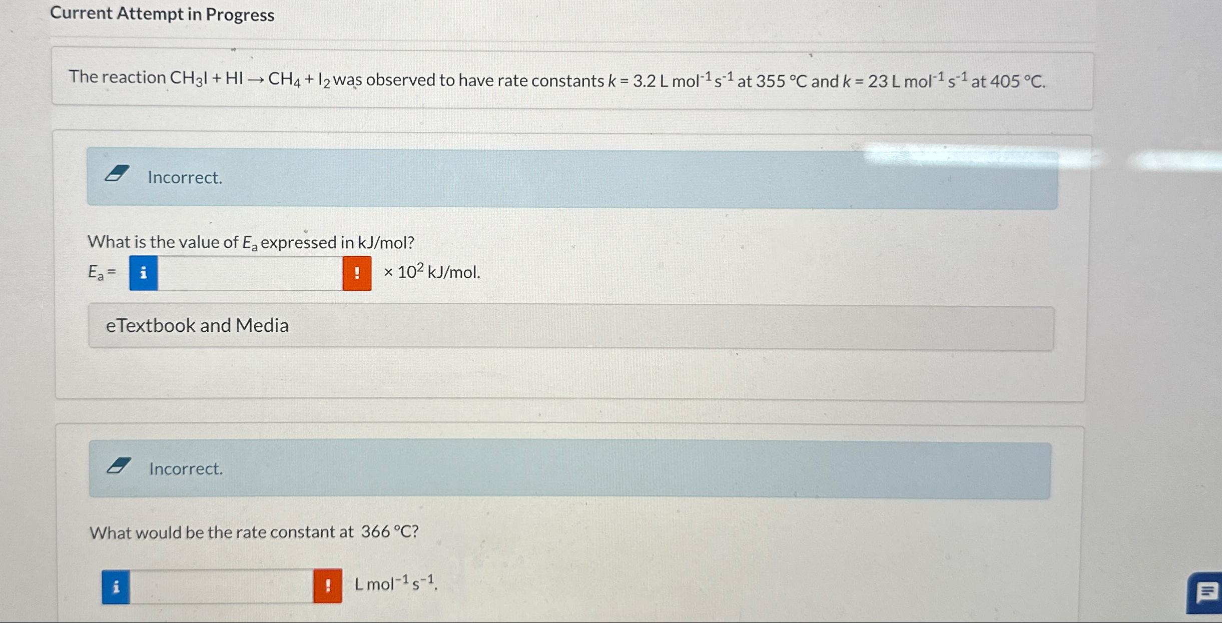 Solved Current Attempt in ProgressThe reaction | Chegg.com
