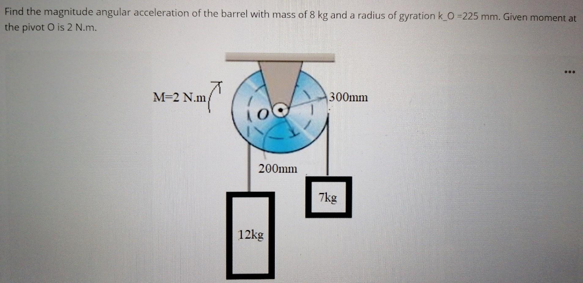 Solved Find the magnitude angular acceleration of the barrel | Chegg.com