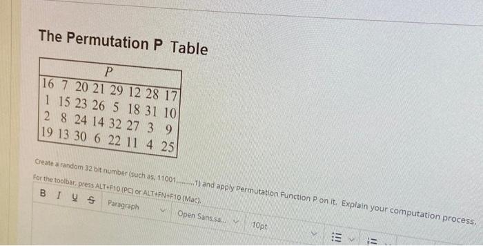 Solved The Permutation P Table P 16 7 20 21 29 12 28 17 1 15 | Chegg.com