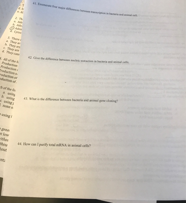 Solved 41. Enumerate four major differences between | Chegg.com