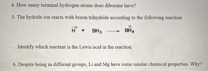 Solved 4. How many terminal hydrogen atoms does diborane | Chegg.com