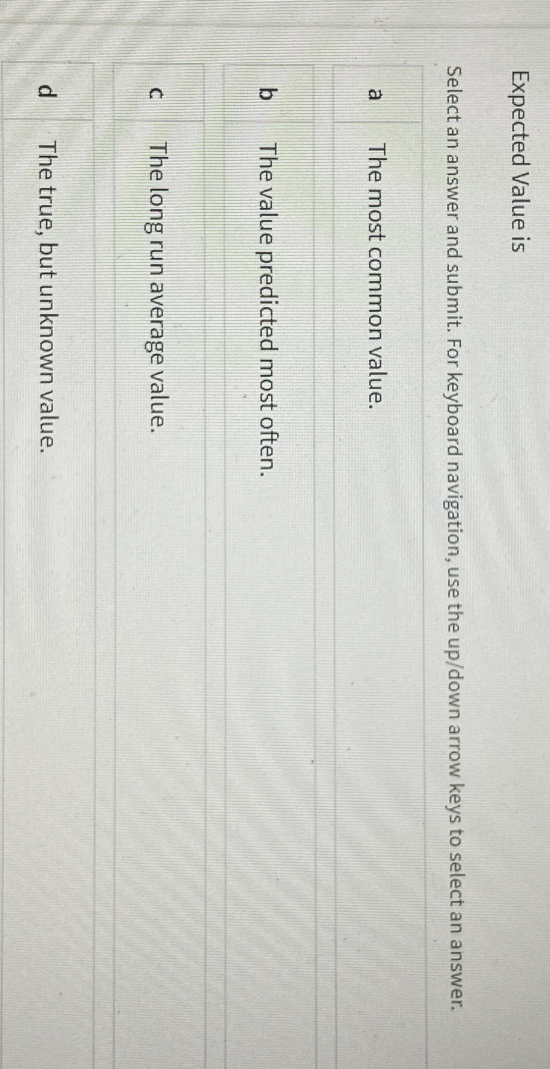 Solved Expected Value isSelect an answer and submit. For | Chegg.com
