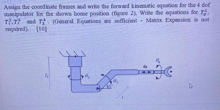 Solved Assign the coordinate frames and write the forward | Chegg.com