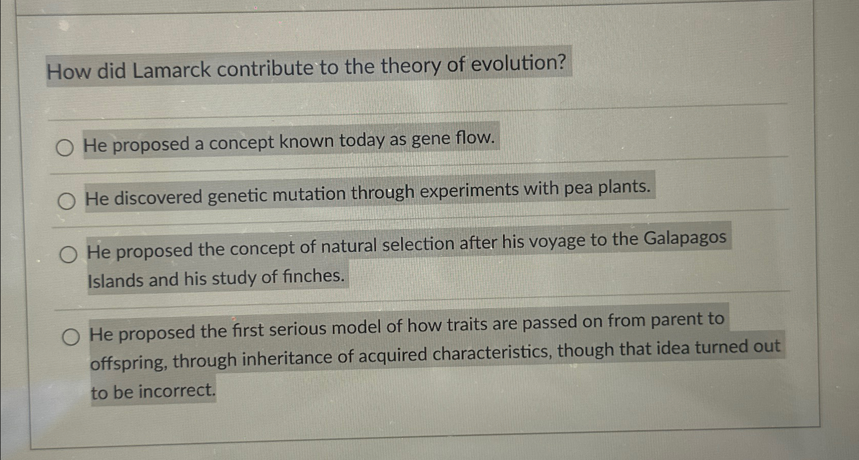 Solved How did Lamarck contribute to the theory of | Chegg.com