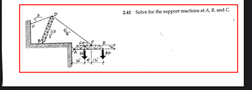 Solved 2.41 ﻿Solve for the support reactions at A,B, ﻿and C. | Chegg.com