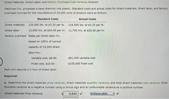 Solved Direct Materials, Direct Labor, and Factory Overhead | Chegg.com