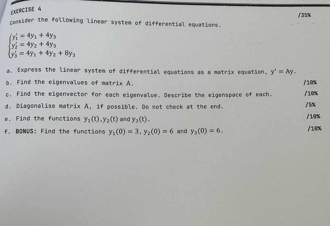 Solved EXERCISE 4135%consider the following linear system of | Chegg.com
