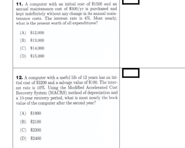Solved 11. A computer with an initial cost of $1500 and an | Chegg.com