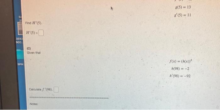 Solved (A) Suppose that So H(x) = f(x)g(x) f(7)=7 f'(7) = | Chegg.com Solved (A) Suppose that So H(x) = f(x)g(x) f(7)=7 f'(7) = | Chegg.com
