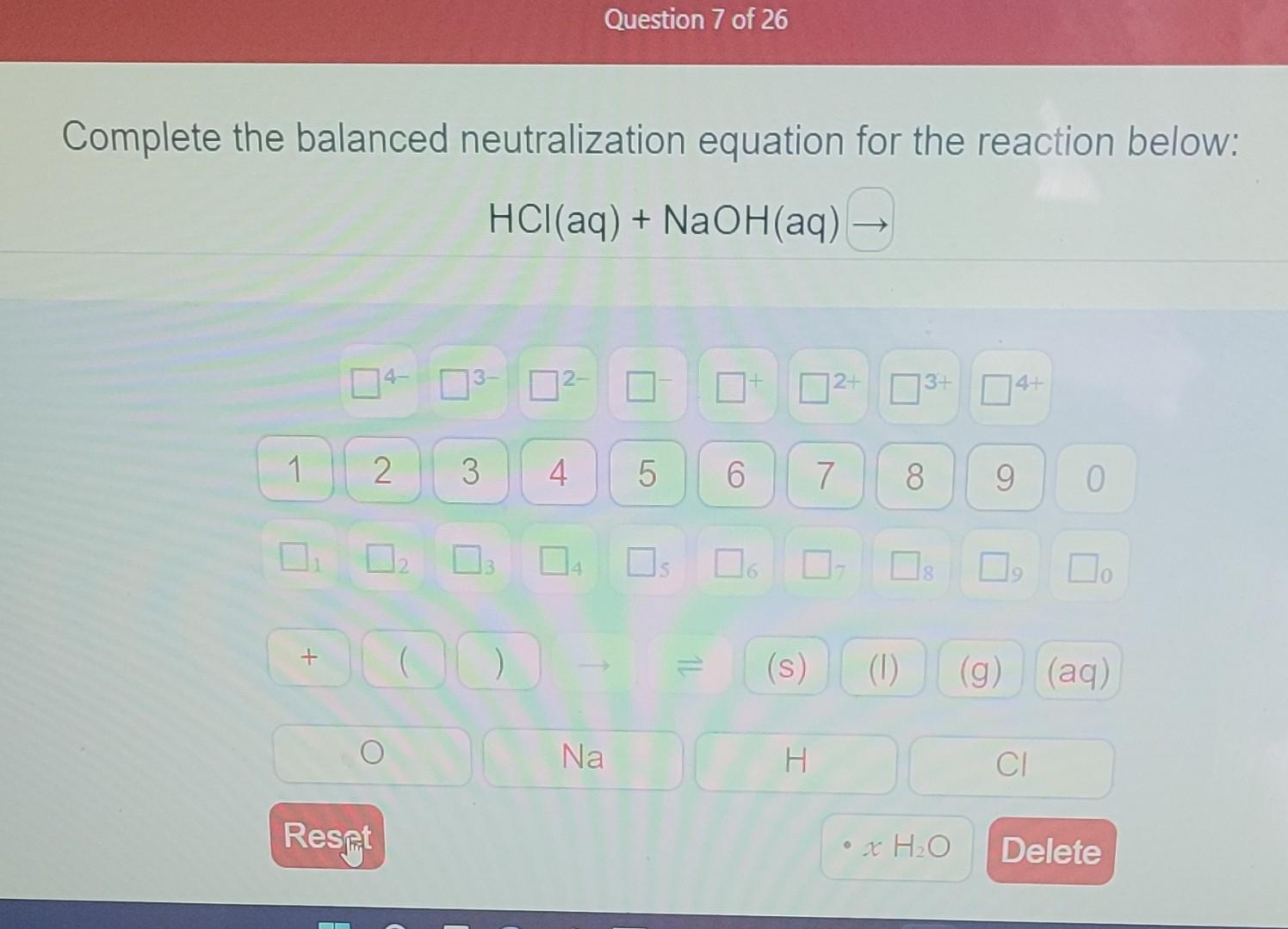 Solved Complete the balanced neutralization equation for the | Chegg.com