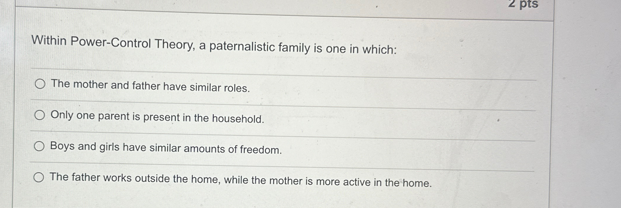 Solved Within Power-Control Theory, a paternalistic family | Chegg.com