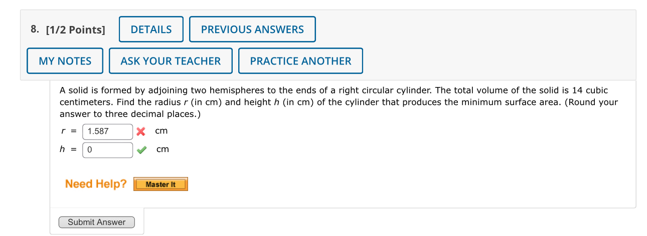 Solved [1/2 ﻿Points]A solid is formed by adjoining two | Chegg.com