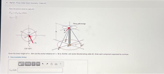 Solved Now the cable forces noed to be written in component | Chegg.com