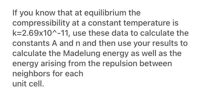 Solved Calculate the ionic binding energy in CsCl, where it | Chegg.com