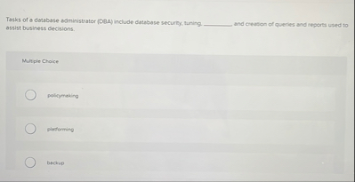 Solved Tasks of a database administrator (DeA) ﻿include | Chegg.com