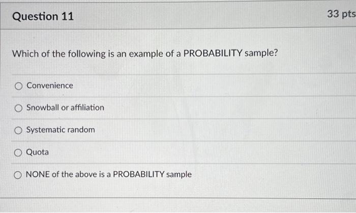 Solved Which of the following is an example of a PROBABILITY | Chegg.com