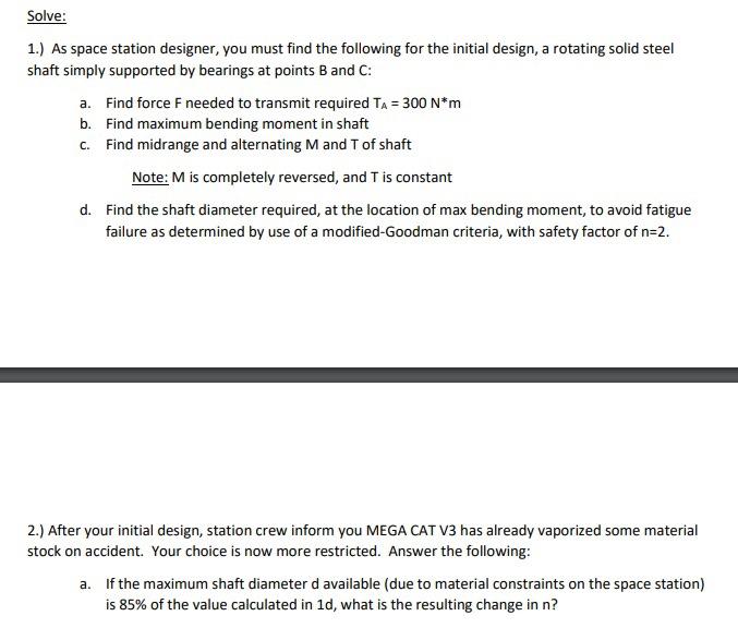 Solved 1.) As space station designer, you must find the | Chegg.com