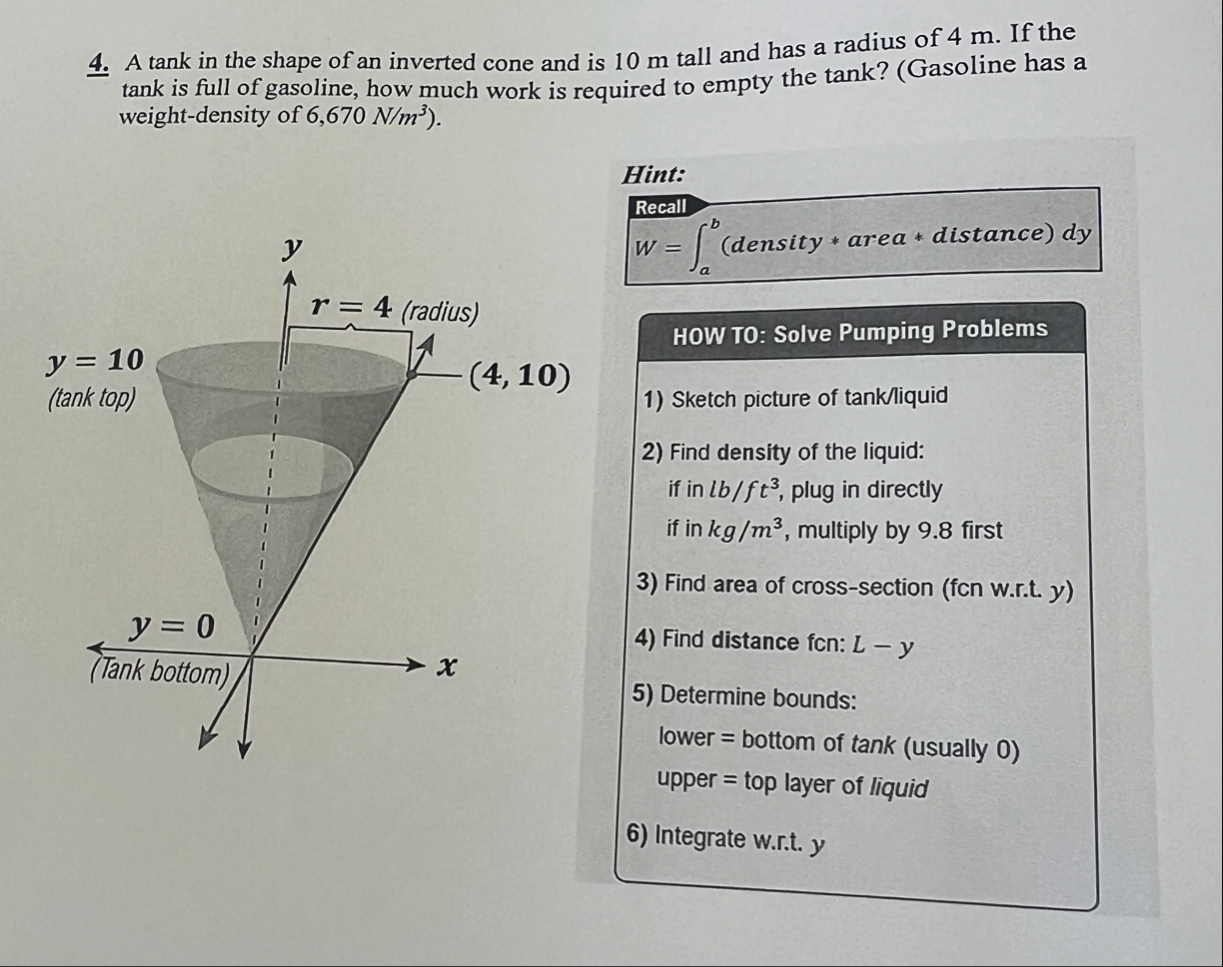 Solved A tank in the shape of an inverted cone and is 10 ﻿m | Chegg.com