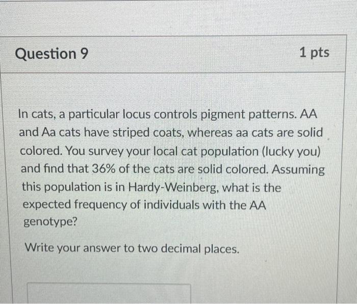 Solved In cats, a particular locus controls pigment | Chegg.com