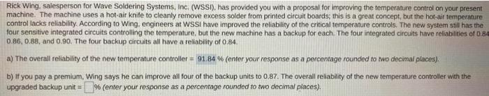Solved Rick Wing, salesperson for Wave Soldering Systems, | Chegg.com
