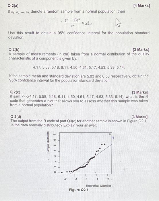 Solved Q 2(a) [4 Marks] If x1,x2,…,xn denote a random sample | Chegg.com