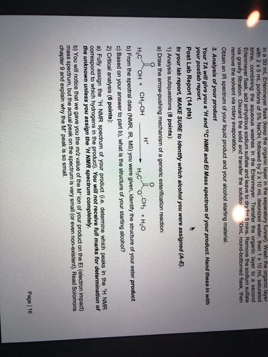 Solved in a 50 mL Erlenmeyer flask (keep the organic layer | Chegg.com