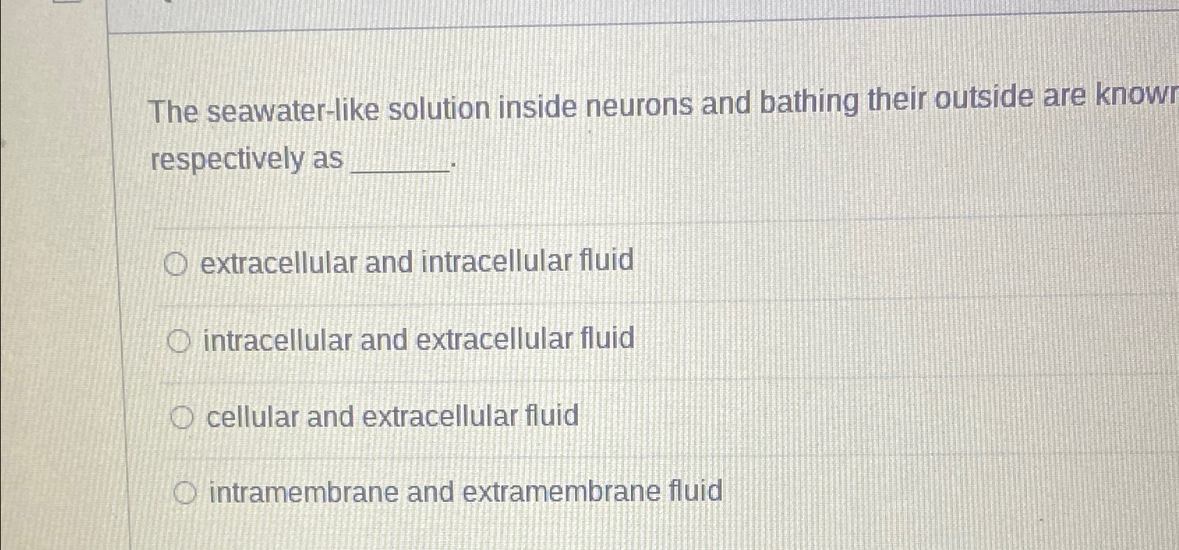 Solved The seawater-like solution inside neurons and bathing | Chegg.com