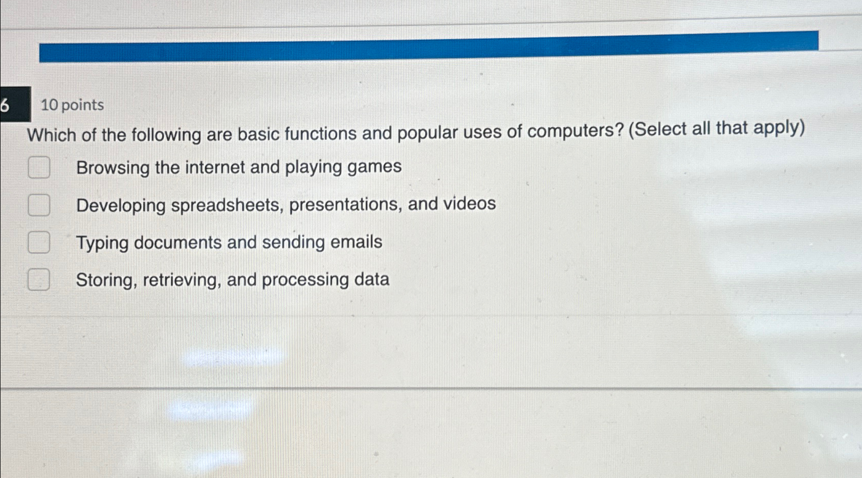 Solved 610 ﻿pointsWhich of the following are basic functions | Chegg.com