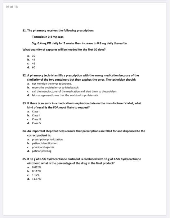 76. A pharmacy receives the following prescription: | Chegg.com