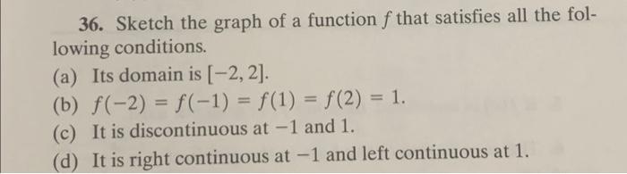 Solved 36. Sketch the graph of a function f that satisfies | Chegg.com