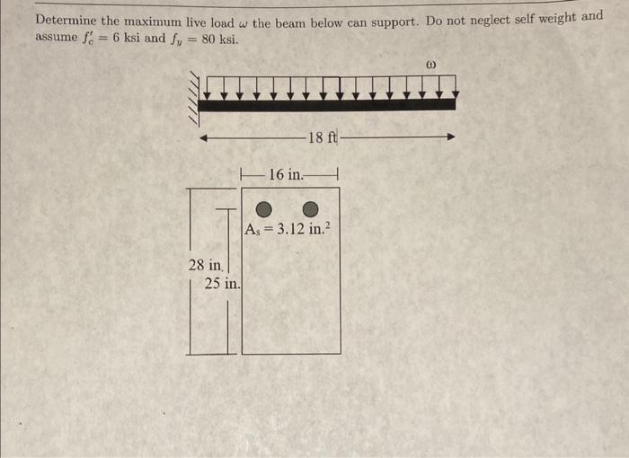 Solved Determine the maximum live load ω the beam below can | Chegg.com
