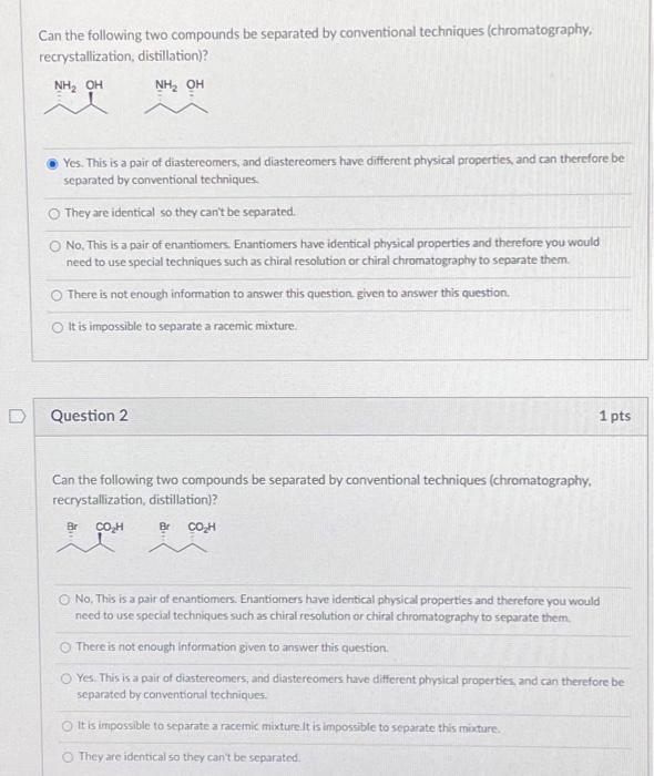 Solved Can the following two compounds be separated by | Chegg.com