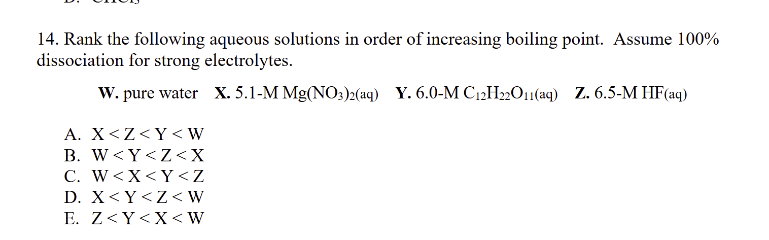 Solved Rank the following aqueous solutions in ﻿order of | Chegg.com