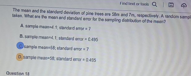 Solved Find text or toolsThe mean and the standard deviation | Chegg.com