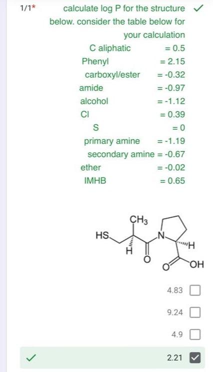 Solved Calculate logP ﻿for the structure below. consider the | Chegg.com