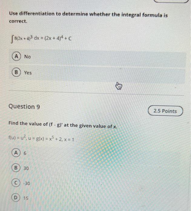 Solved Use differentiation to determine whether the integral | Chegg.com