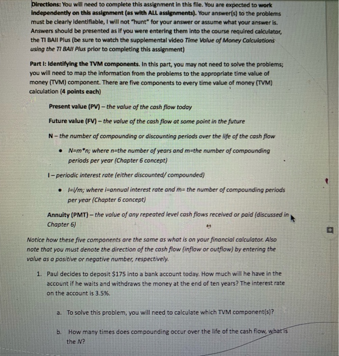 Solved Directions: You will need to complete this assignment | Chegg.com