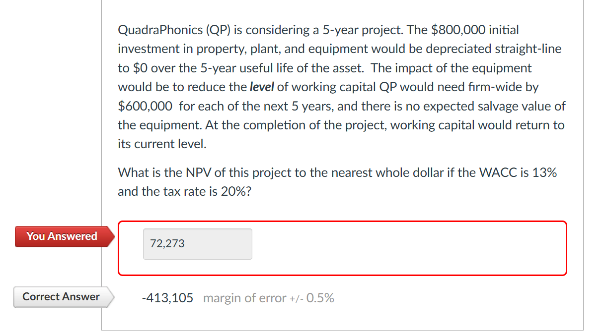 Solved QuadraPhonics (QP) ﻿is considering a 5-year project. | Chegg.com