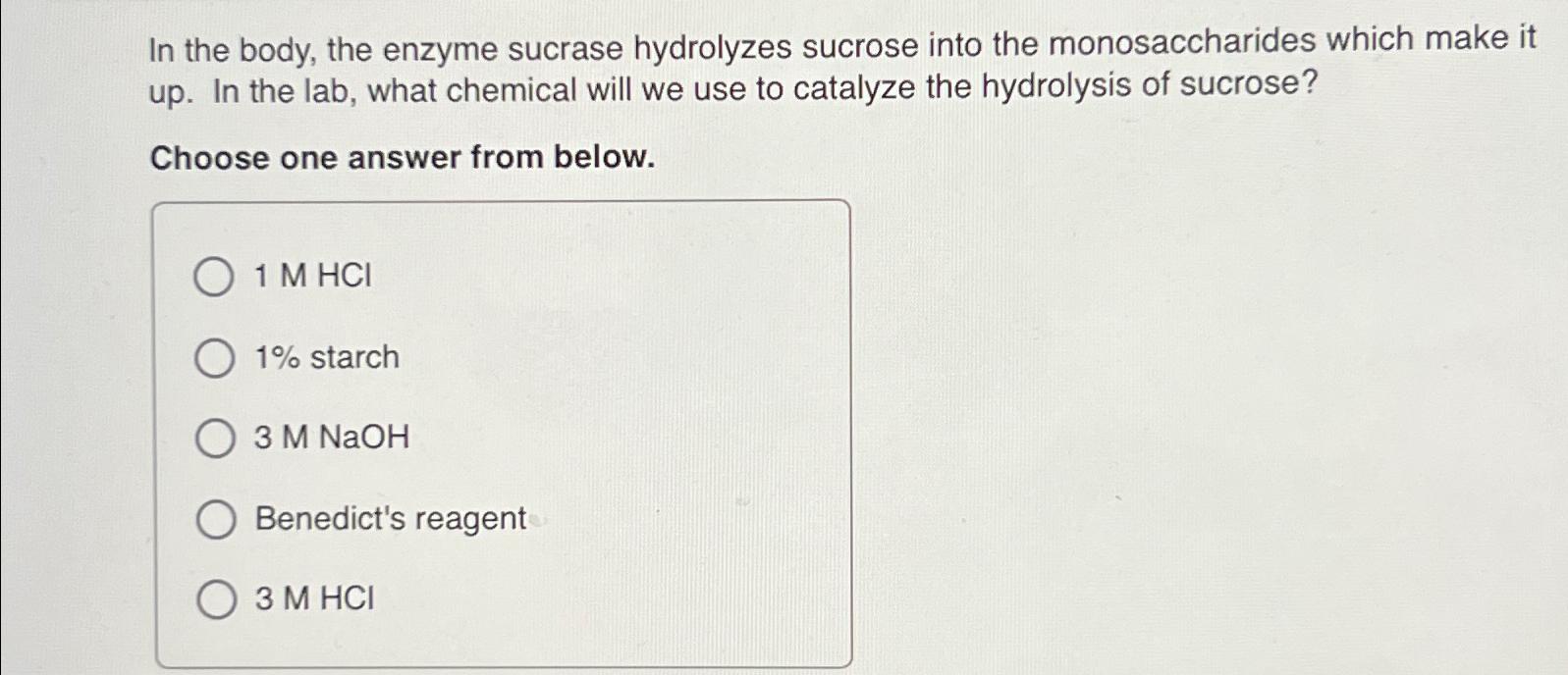 Solved In the body, the enzyme sucrase hydrolyzes sucrose | Chegg.com