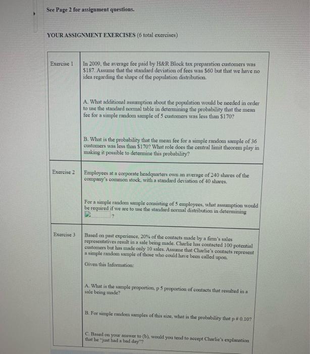 Solved See Page 2 for assignment questions. YOUR ASSIGNMENT | Chegg.com